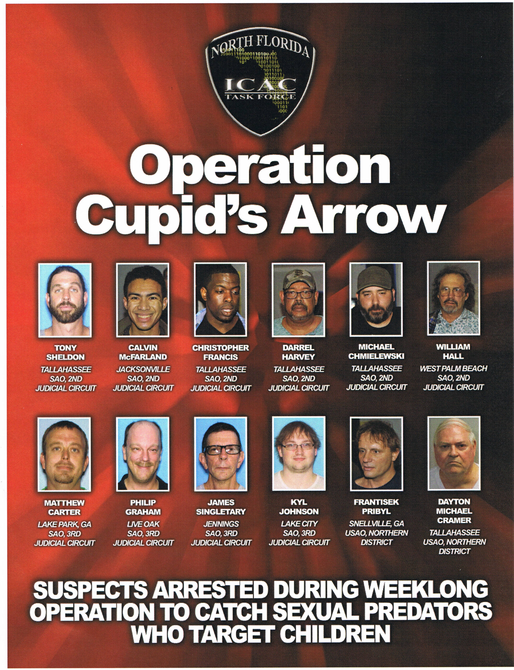 “Cupid’s Arrow” Nets 12 Child Predators - Columbia County Sheriff's Office